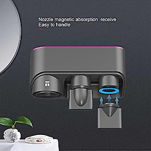 SATUO Hair Dryer Holder for Dyson, Storage Rack for Dyson Supersonic Hair Dryer, Organizer for Curler, Diffuser and Two Nozzles (Fuchsia)