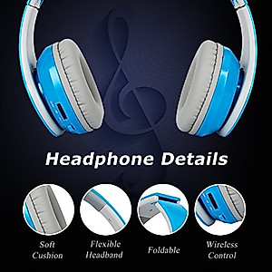 New Blue Color Over-Ear- HiFi Stereo- Bluetooth Headphones Headset-with Retail Package!