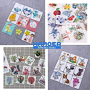 HAMOER Adhesive Wall Hook-Large Adhesive Patch Hanging Towel Key Universal, Printed Pattern Random Home Decor, Free Small Towel, Gift Box Packaging 12 Pack