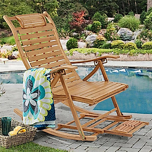 VBSQ Rocking Chair Sun Lounger Portable Garden Yard Balcony Deck Recliner W/Footrest Slirr Chair Rocking Chair Rocker Chair Rocker Camp Chair Rocker Recliner Rocking Camp Chair Rocking Chairs
