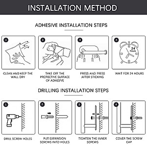 EARTHALL Hanging Paper Towel Holder Under Cabinet no Drilling, Black Hand Towel Holder for Bathroom Wall, Self Adhesive Paper Towel Holder Wall Mount, Paper Towel Rack for Kitchen/RV, Kitchen Decor