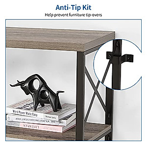 O&K FURNITURE Double Wide 6-Shelf Bookcase, 80.7” Industrial Large Open Metal Bookcases Furniture, Etagere Bookshelf for Home & Office, Grey