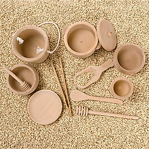 MONT PLEASANT Montessori Toys Sensory Bin Toys for 1 Year Old Toddlers, 11pcs Wooden Waldorf Toys Wooden Scoops and Tongs for Transfer Work and Fine Motor Skills Development