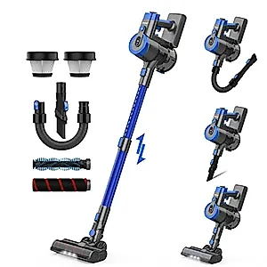 DevoacTech Cordless Vacuum Cleaner, Ultra-Light Quiet Stick Vacuum, 365W Motor 27KPa Powerful Suction, Up to 45mins Runtime, 6 in 1 Handheld Vacuum for Hard Floor Carpet Pet Hair -V90