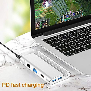 Leya-US Spare Part HW-TC20 7 in 1 Type-C/USB-C Multifunctional Extension HUB Adapter with Holder