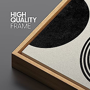 SIGNLEADER Framed Canvas Print Wall Art Spiral Parabolas & Solid Semi Circle Geometric Shapes Drawings Modern Art Contemporary Edgy Black and White for Living Room, Bedroom, Office - 16"x24"x3 Natural