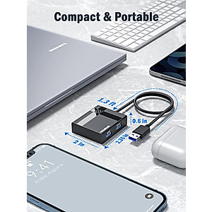 Mkighub USB A Hub, 4-Port USB 3.0 Hub, Multi USB Port Expander, Fast Data Transfer USB Splitter for Laptop, iMac Pro, MacBook Air, Mac, Surface Pro, XPS, PC, Flash Drive, Mobile HDD