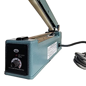 American International Electric AIE-300 Impulse Hand Sealer, 12 Inches Max. Seal Length, 6 Mil Max. Material Thickness, 2 mm Seal Width, Exceptional Air and Watertight Seals on Most Plastic Materials