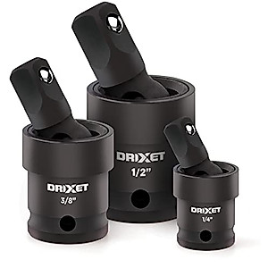Impact Swivel Socket Set - 1/2, 3/8, and 1/4 Swivel Socket Set - Universal Joint Socket for Hard-To-Reach Angles - Premium Cr-Mo Steel Flexible Socket Extension Set - Rust Resistant - Drixet
