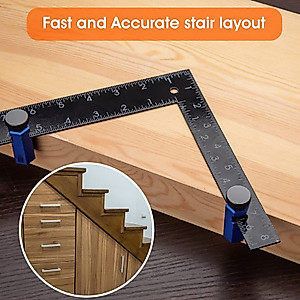 Stair Gauge Knob, Aluminum Alloy Stair Gauge with Holder and Carabiner Professional Stair Stringer Layout Tool for Circular Saw Carpentry Squares
