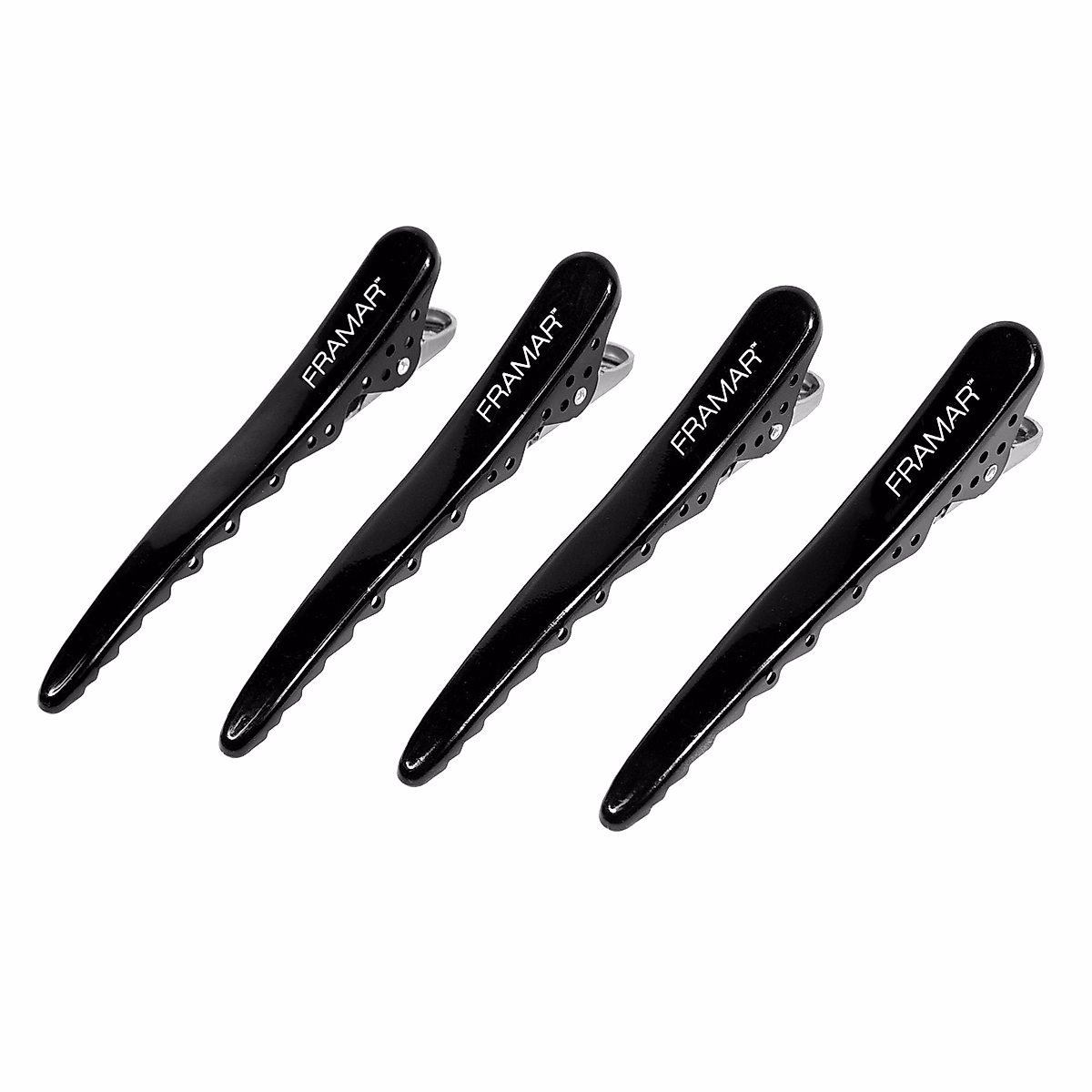 Framar Black Big Bite Clips - Set of 4 Professional Hair Clips – Hair Clips for Styling, Clips for Hair, Metal hair Clips - Extra Grip & Durable