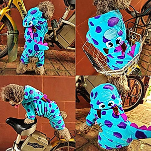 YOUDirect Pet Clothes - Dog Cat Puppy Jacket Apparel Soft Coral Fleece Material Jumpsuit Winter Coat with Hat Coat Hoodie for Teddy Dog Pet Plush Outfit, Blue (XX-Small)