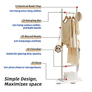 Aibiju Clothing Rack for Hanging Clothes, White Freestanding Clothes Rack Heavy Duty, Small Hanging Rack Hall Tree, Very Sturdy Coat Rack Stand White USYD-201