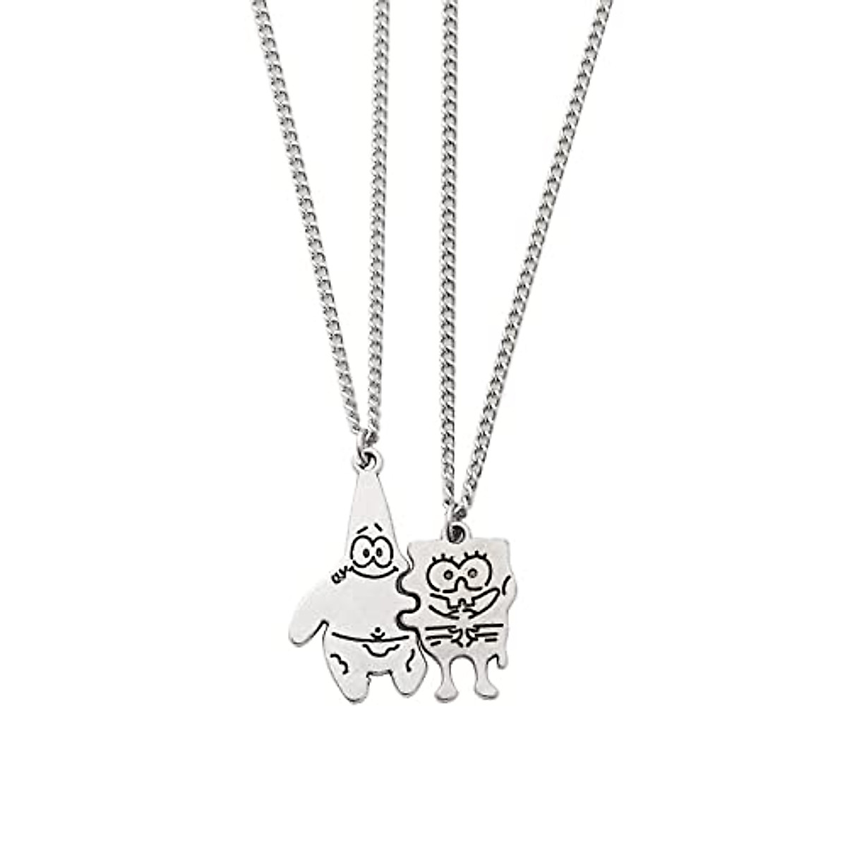 2Pcs Metal Matching Puzzle Pendant Necklace - BFF Best Friend Friendship Bestie Memorial Jewelry Funny Creative Gift-necklace