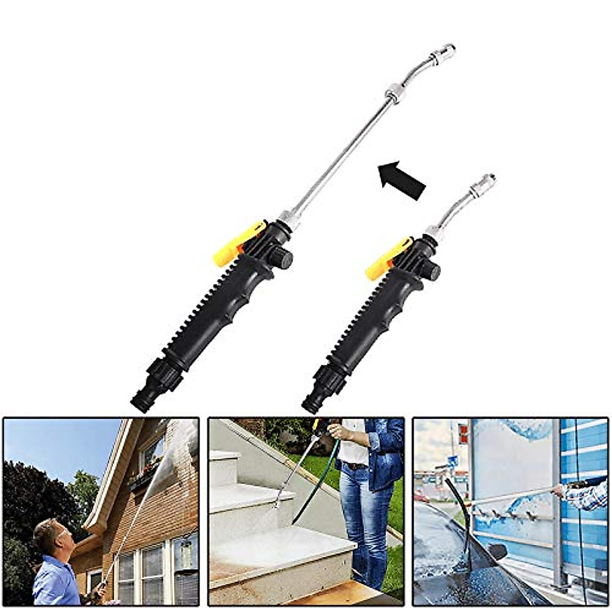 Radorock Portable High Pressure Power Washer Water Gun Watering Wand Sprayer 3/4" Hose Nozzle High Pressure Jet Washer for Outdoor Garden Car Window Washing,2 Nozzles Switch Modes (48cm)