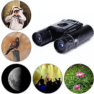 USCAMEL Folding Pocket Binoculars Compact Travel Mini Telescope HD Bak4 Optics Lenes Easy Focus 8x21 Colour Black