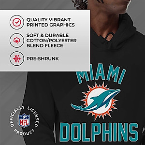 Team Fan Apparel NFL Adult Gameday Hooded Sweatshirt - Poly Fleece Cotton Blend - Stay Warm and Represent Your Team in Style (Miami Dolphins - Black, Adult Medium)