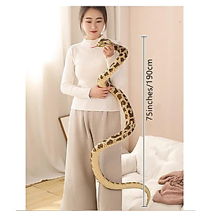 XIAOHONG Giant Boa Constrictor Large Stuffed Animal Snake Giant Snake Plush Realistic Stuffed Snake Toy 80 Inch Lifelike Snake Gifts for Kids Birthday Party Prank Props (Brown)