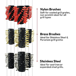 Grillbot Automatic BBQ Grill Cleaning Robot Replacement Brush - Grill Cleaner Parts, Grilling Accessories, Wire Brush Tool, Metal Brush for Cleaning for Outdoor BBQ & Picnics -Set of 3 Brass Brushes
