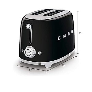 SMEG 2 Slice Toaster with Sandwich Racks, Black