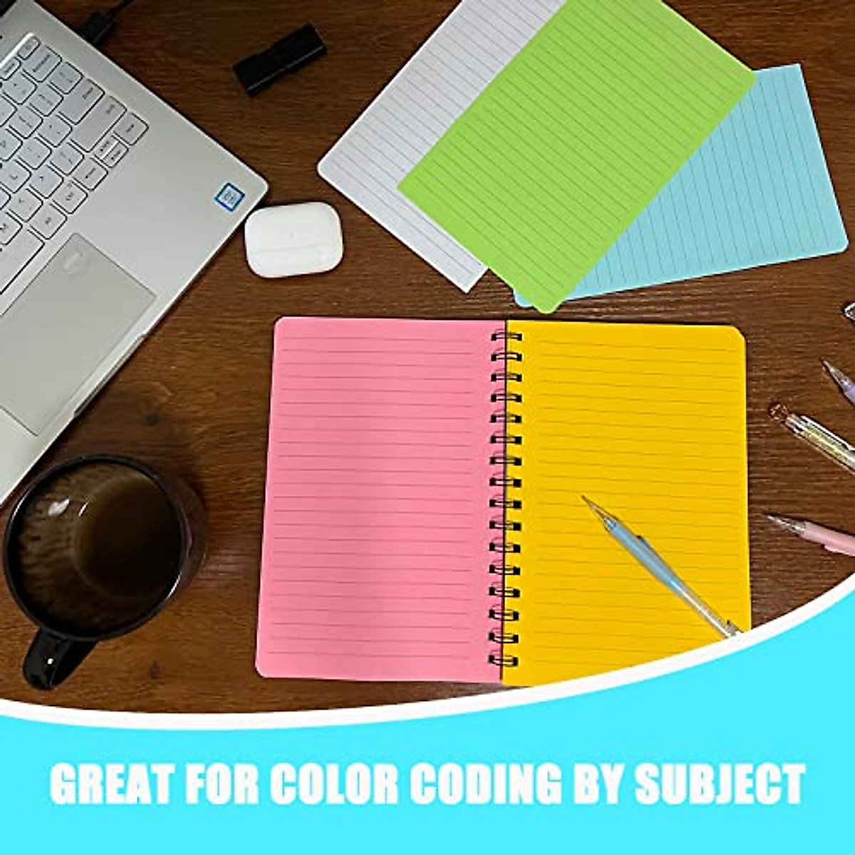 Alopuxi Spiral Notebook, Colored Lined College Ruled Paper, 105 Sheets/210 Pages, 6" x 8.5"