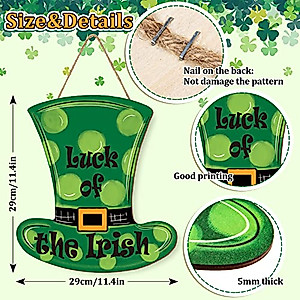 Whaline St. Patrick's Day Wooden Hanging Sign Leprechaun Hat Irish Door Decoration Green St. Patrick's Day Hat Welcome Sign for Irish Holiday Home Indoor Outdoor Farmhouse Window