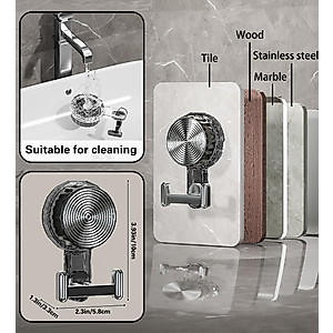 BTHERG Suction Cup (3 Sets) Hooks, Bright Suction Cup Hooks, Small Removable Suction Cup Hooks for Shower Room Glass Doors Window Kitchens up to 11 LBS of Smooth Surfaces