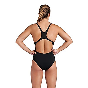 Arena Women's Standard Swim Pro Open Back One Piece Solid Team Athletic Training Swimsuit, Black/White, 22