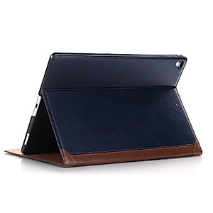 iPad Pro 1st 2nd (12.9'') Case, DMaos Vintage Book Synthetic Leather Stand Folio Smart Cover, Auto Sleep/Wake, Business Document Card Holder - Blue