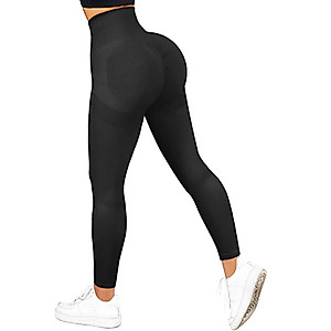 SUUKSESS Women Contour Butt Lifting Seamless Leggings Ombre High Waisted Workout Yoga Pants (Black, L)
