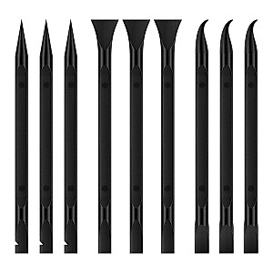 9 Pieces Plastic Scraper Tool for Tight Spaces, Non-Scratch Kitchen Scraper Cleaning Pen, Perfect for Remove Stickers, Labels, Oil Stains, Food, Dirt (Black)