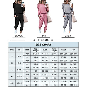 Fixmatti Women Two Piece Outfits Long Sleeve Sweatsuit High Waisted Sweatpants Set M