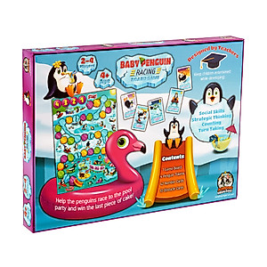 Jumping High Fives Baby Penguin Racing Board Game - Snowy Penguin Race Game for 2-4 Kids Ages 4 and Up, Children Learn New Skills While Sliding Down The Iceberg to Reach The Polar Party