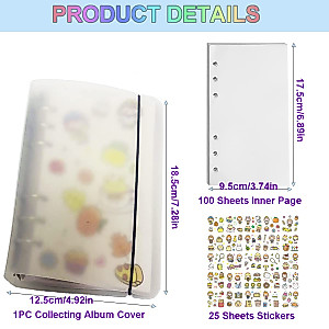 Sticker Collecting Album 100 Sheets Blank Reusable Sticker Book Collecting Album Sticker Album for Collecting Stickers, Labels, Sticker Book Collection Accessories with 25 Sheets Stickers and Spatula