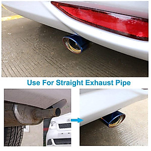 RYANSTAR Universal 1.5"-2"(1.0L-2.0L) Stainless Steel Exhaust Muffler Tip Pipe Car Oval Rear Exhaust Straight TailPipe Muffler Modification Blue Burnt