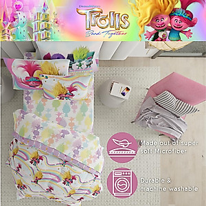 Franco DreamWorks Trolls 3 Band Together Kids 5 Piece Bedding Super Soft Reversible Comforter and Sheet Set with Sham, Twin, (Officially Licensed Product)