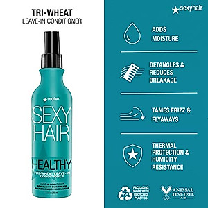 SexyHair Healthy Tri-Wheat Leave-In Conditioner, 8.5 Oz | Up to 90% Better Detangling | Reduces Breakage | Moisture, Smoothness, and Shine