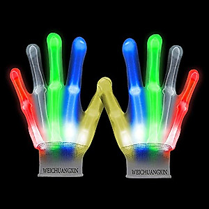 WEICHUANGXIN LED Gloves, Light Up Gloves 6 Modes Colorful Flashing Gloves Halloween Christmas Toy Gifts for Adults…