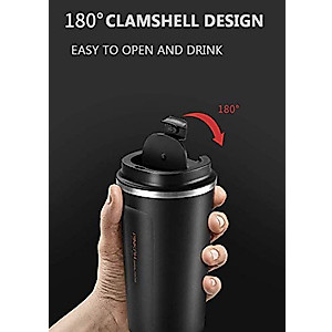 PINKAH 17OZ Stainless Steel Coffee Travel Mug, Double Walled Insulated Vacuum Tumbler Cup, Powder Coated Thermal with Lid for Hot and Cold Coffee Tea