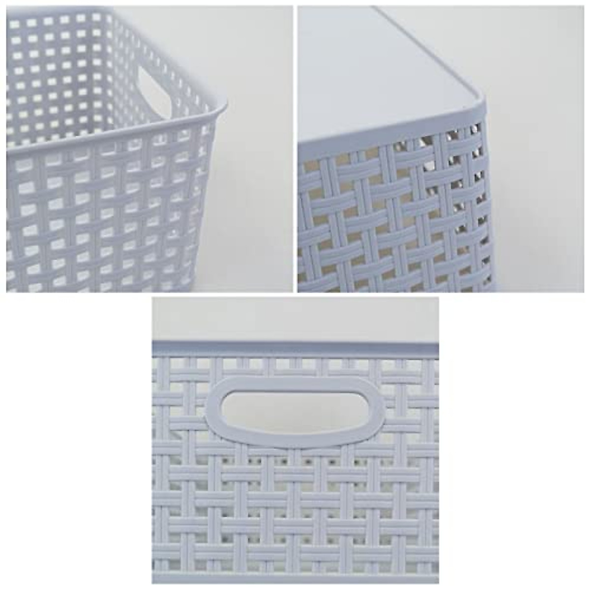 Rinboat Medium Plastic Storage Baskets with Handle, 4 Packs, G