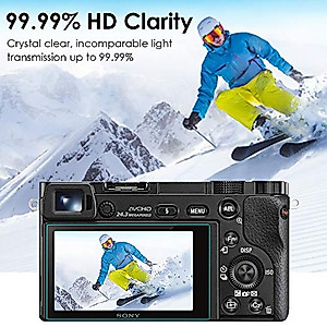 QIBOX Glass Screen Protector Compatible with Sony Alpha A6600 A6100 A6400 A6000 A5000 A6300 NEX-7 NEX-3N NEX-5 NEX-6L, 3-Pack Tempered Glass Anti-scratch Ultra-Clear Cover(NOT for a6500/a5100)