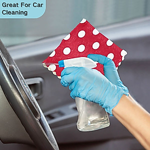 Kigai Red Polka Dot Kitchen Cloth Dish Towels, Super Absorbent Nonstick Oil Washable Cleaning Cloth for Washing Dishes Wipe Glass Home Kitchen Household Supplies 6 Pack