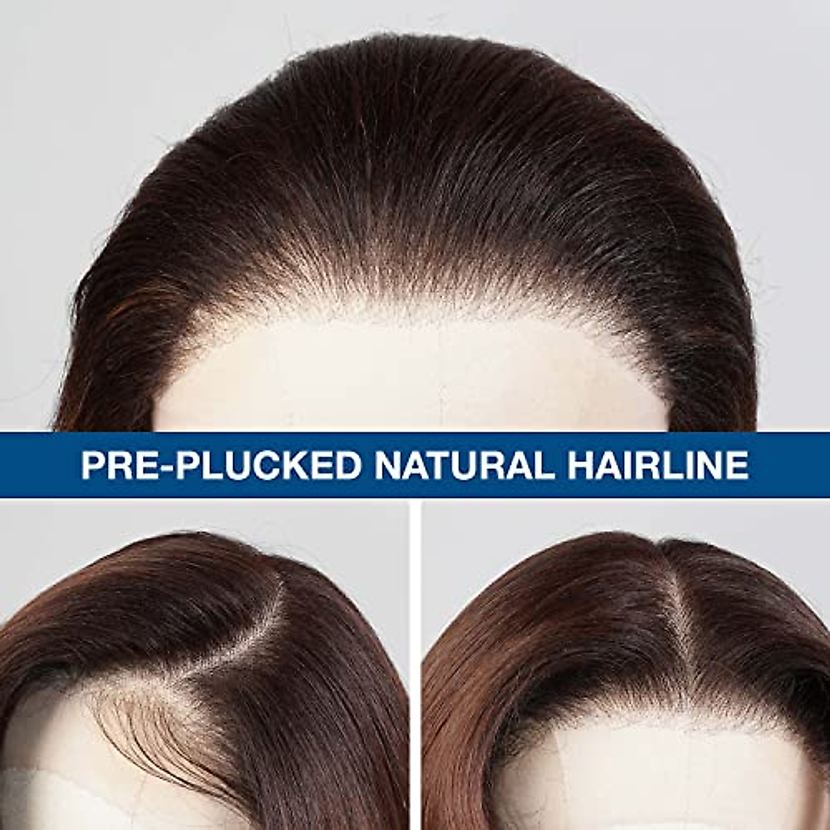 GLAM21USA HD Lace Front Straight Curly Wig 13X6 Glueless Invisible Transparent Frontal Wig Long Human Hair Blend PrePlucked Hairline Swiss-Lace Synthetic Wigs - Tastee (28 Inch, 1B-OFFBLACK)