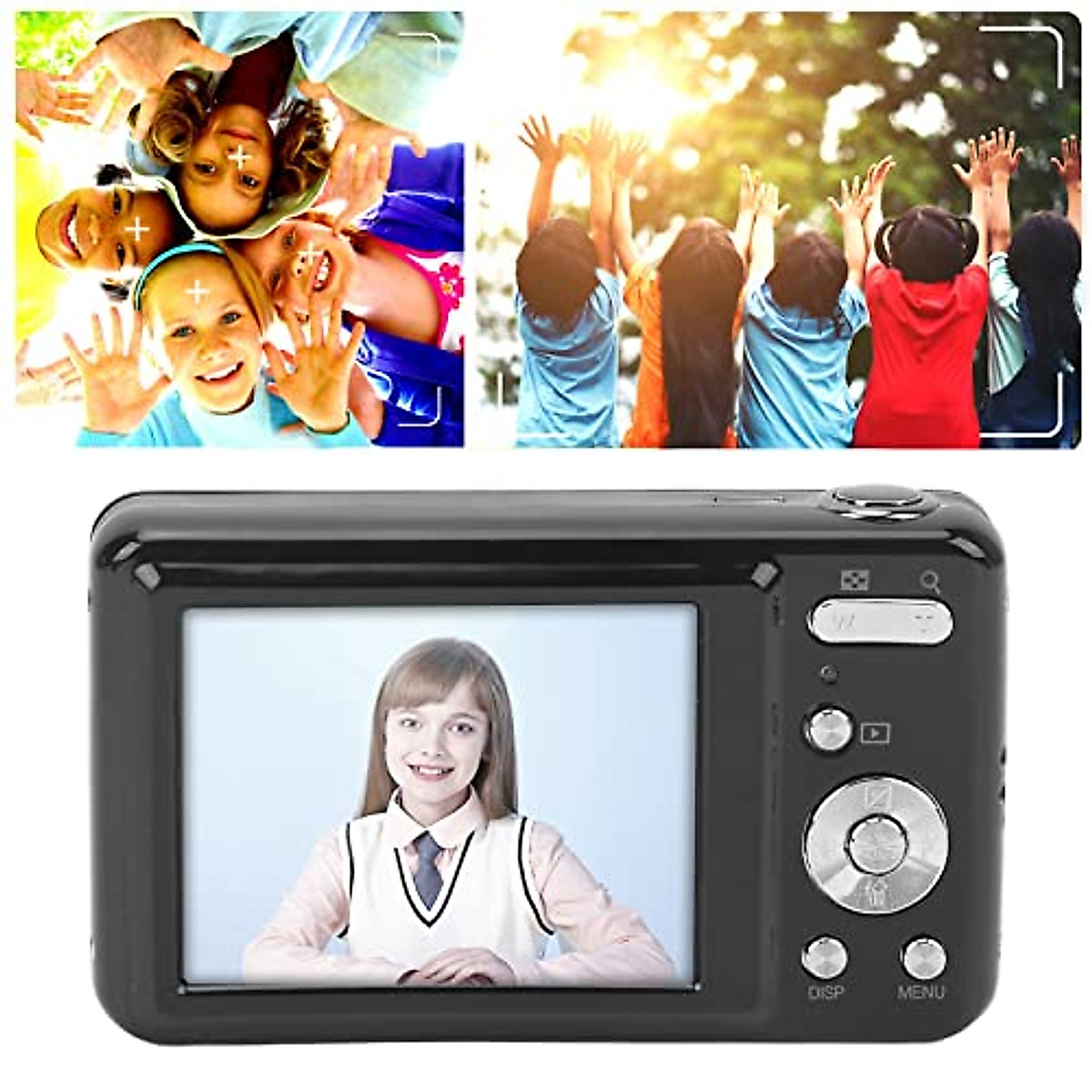 Jopwkuin 48MP Digital Camera, Self Timer Single Shot Automatic White Balance Portable Digital Camera ABS for Beginners(Black)