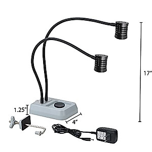 Alert FTL230 Bench Lamp with Dual 220 Lumen LEDs, 1, Black, White