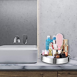 Lazy Susan Turntable Spice Rack Kitchen Cabinet Organizer Stainless Steel Spinning Storage Container Organization Tray for Corner Cabinets, Pantry, Tabletop, Shelf, Countertop (12")