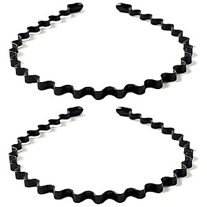 bodbop XINGZHE Hairband, Metal Unisex Wavy Hair Hoop with Teeth for Men, Women, and Boys, 2 PCS Black for Sports