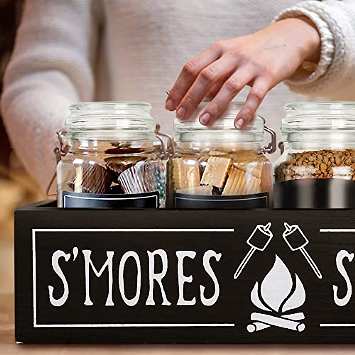 S'mores Station Box - Rustic Wooden Smores Bar Organizer for Camping ...