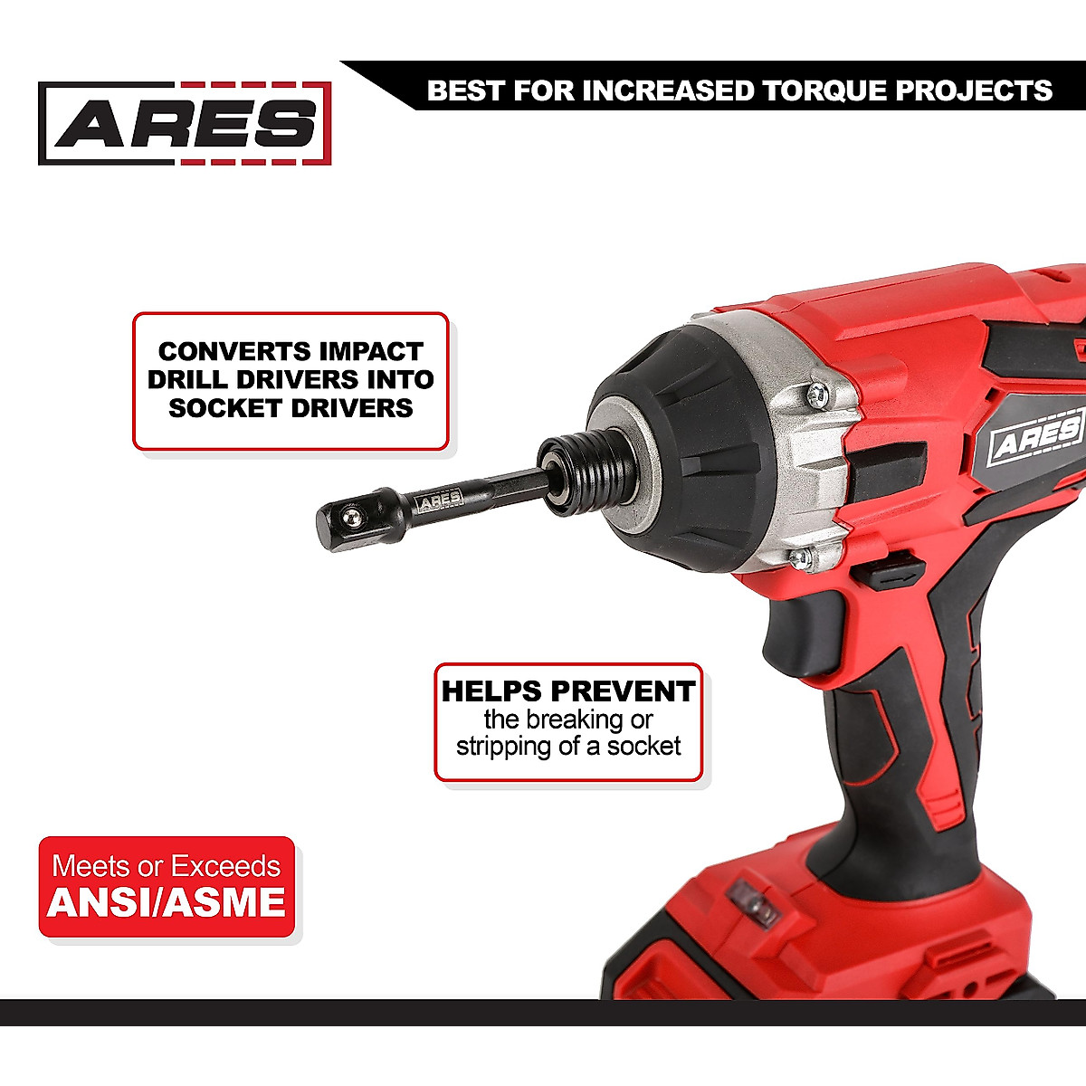 ARES 70387-10-Piece 3/8-Inch Drive 3-Inch Impact Grade Socket Adapter Set - Turns Impact Drill Drivers into High Speed Socket Drivers