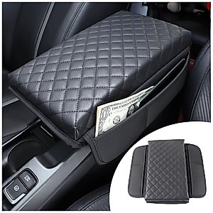 Car Center Console Cover,Soft and Comfortable Car Armrest Box Pad with 2 Storage Bags,Four Seasons Universal Car Interior Accessories Arm Rest Cover for Car Truck SUV Van (Size:12.99x7.28inch)